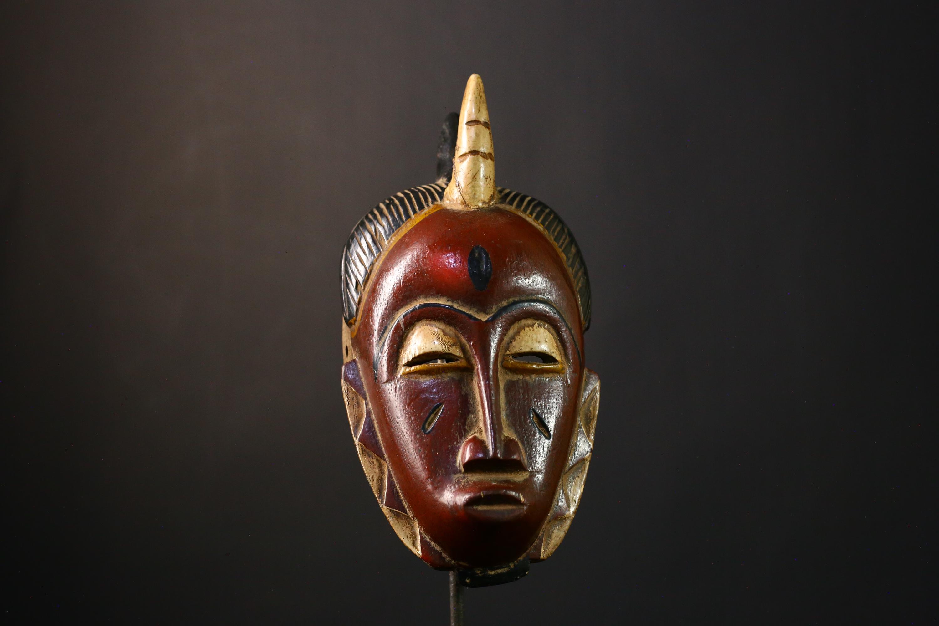 African Guro Tribal Mask: Hand-carved Wood Sculpture, Ivory Coast Decor ...