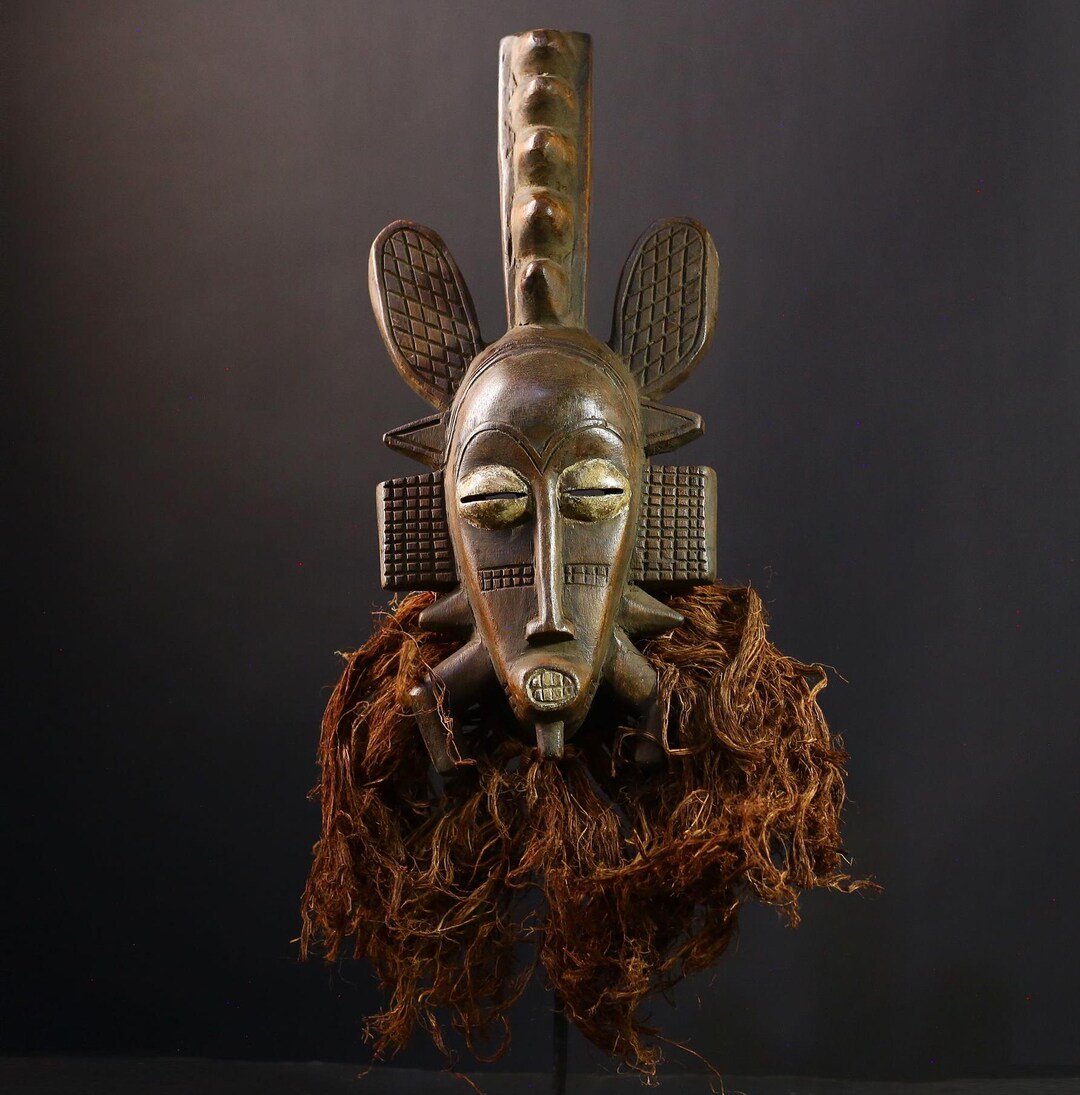 African Vintage Kpelie Senoufo Tribal Mask | Hand-carved Wooden Art ...