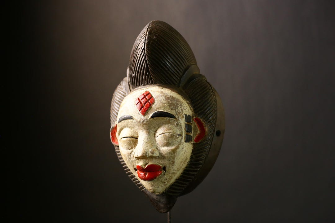 African Bapunu Mask | Tribal Wood Gabon Decor | Distinctive Face ...