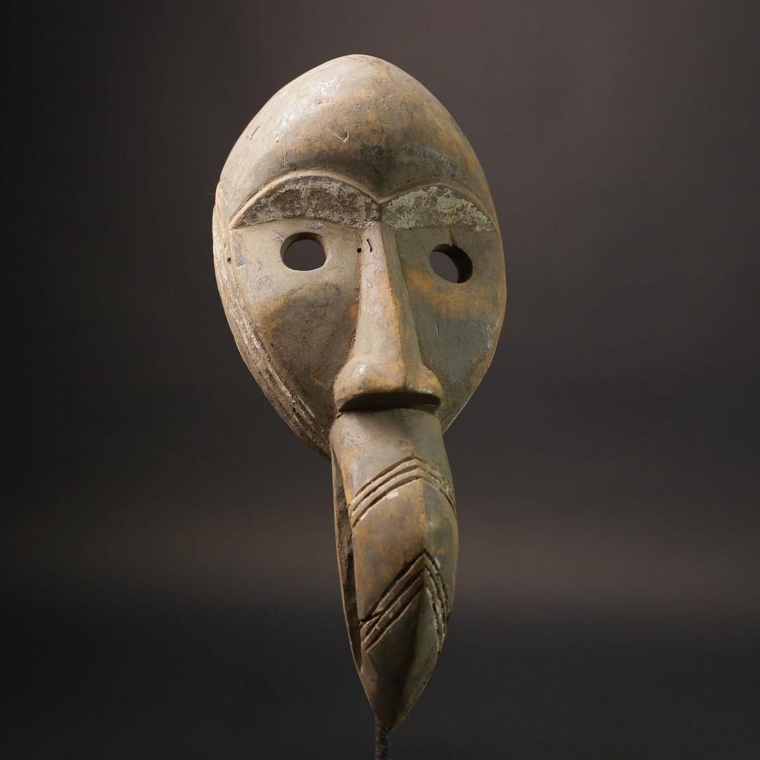African Art Mask | Hand-carved Wooden Wall Decor | Vintage Dan Bird ...