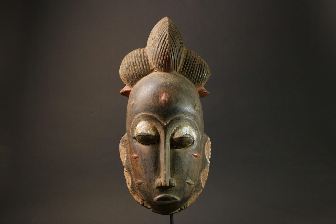 African Tribal Baule Face Mask Wood Hand Carved Wall Ndoma Masks for ...