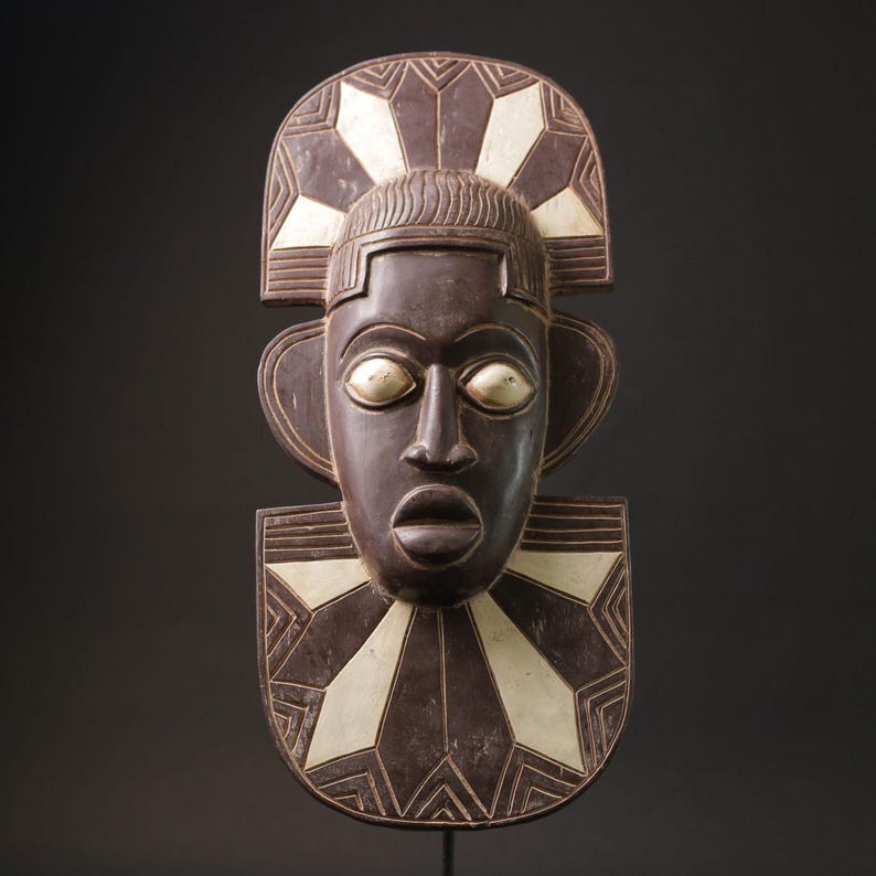 Hand Carved African Queen Mask: Ghanaian Tribal Wood Sculpture-7055 - Etsy