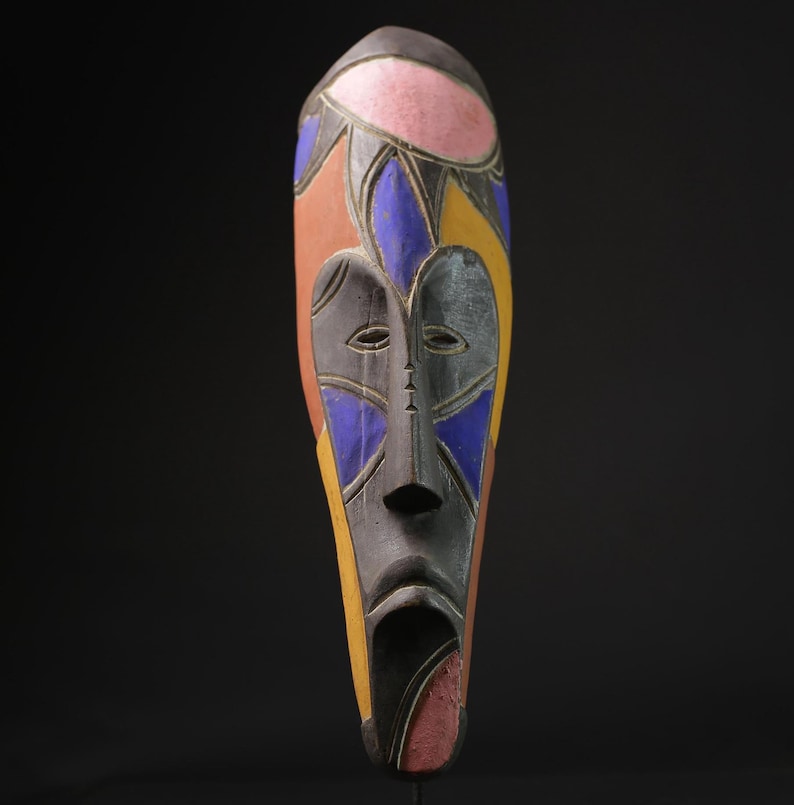 Hand Carved African Tribal Mask: Colorful Wood Wall Art-3698 - Etsy