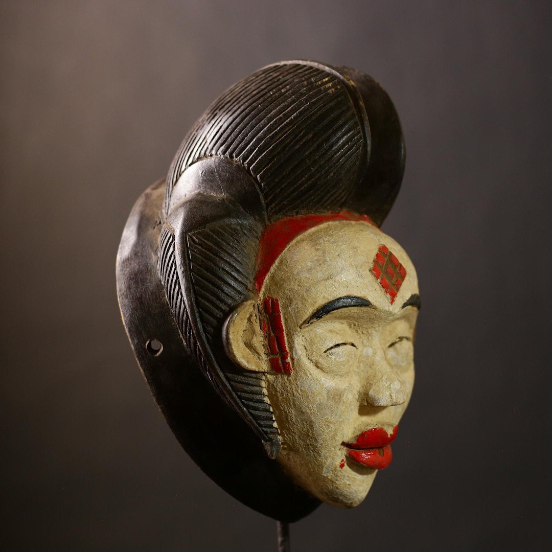 African Mask Wall Art Decor Unique Gabon Sculpture Mukudji Society ...