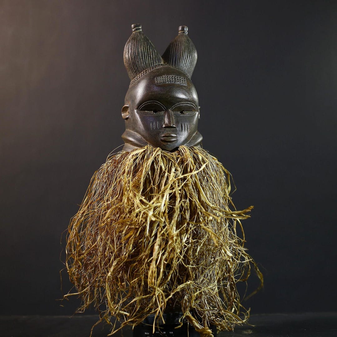 African Mende Mask | Colorful Tribal Decor | Unique Home Accent ...