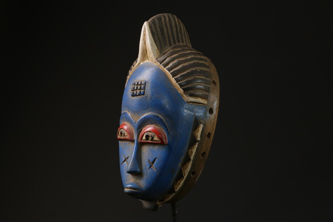 African Tribal Wood Masks Home Décor Traditional Blue Guru Masks for ...