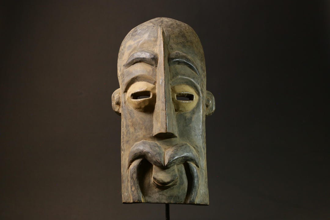 African Mask Baule Antique Wooden Wall Hanging Primitive Art ...