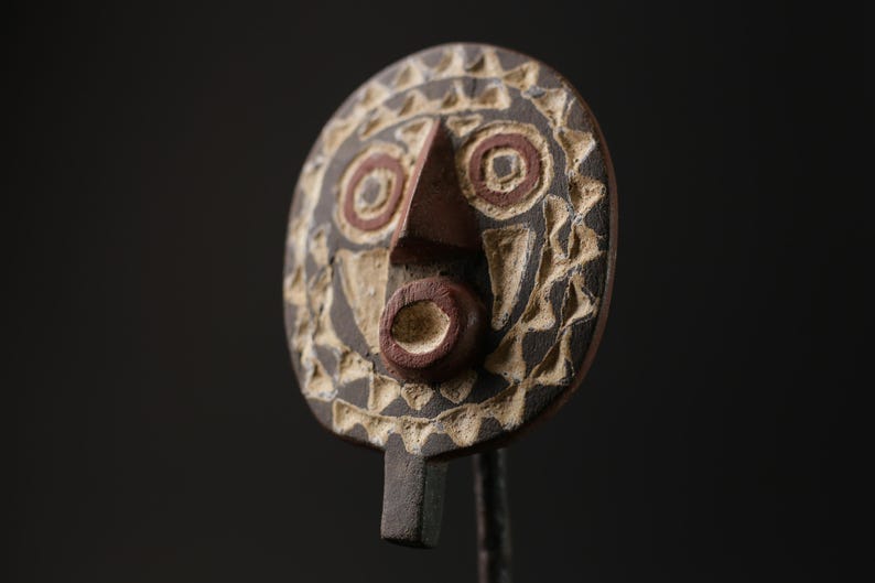 Miniature African Mask: Carved Wood Tribal Sculpture, Vintage Wall ...
