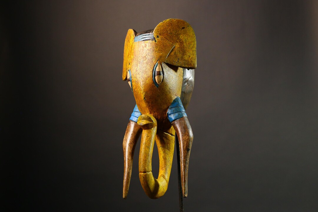 African Handmade Tribal Elephant Mask Vintage Guro Babanki Wall Hanging ...