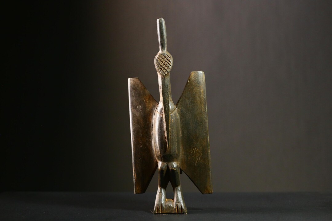 African Senufo Prosperity Bird Statue Wooden Sculpture Handmade Tribal ...