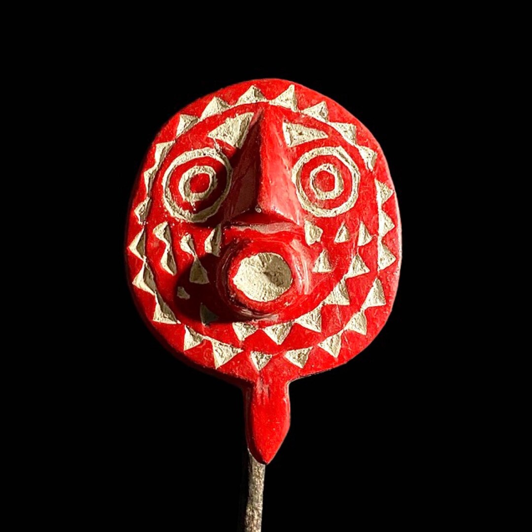 Hand Carved Tribal Face Mask With Zig-zag Patterns African Bwa Sun ...