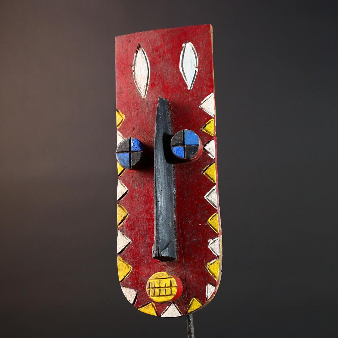 African Bwa Mask: Red Geometric Tribal Wall Art, Burkina Faso-g5588 - Etsy