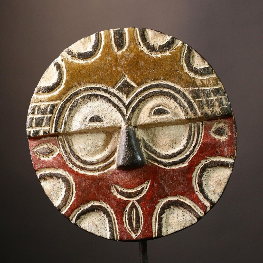 African Moon Mask: Handcrafted Ekpo Tribal Wall Art-g3631 - Etsy