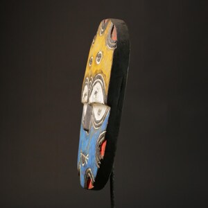 Exquisite African Wood Mask With Geometric Shapes - Unique Teke Tsaay ...