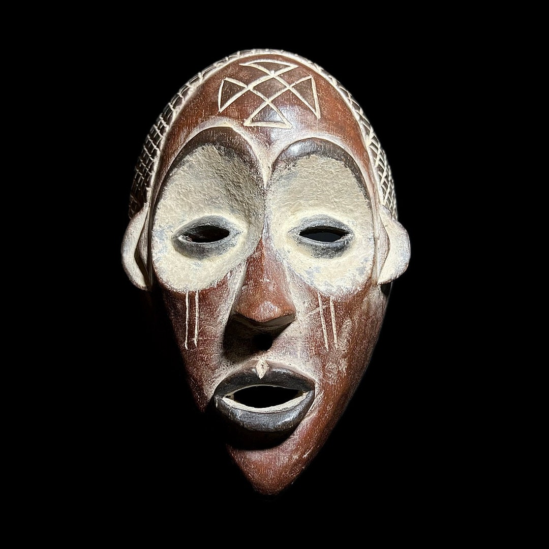 African Mask Antiques Tribal Mask Vintage Wood Mask Carved Chokwe Mask ...