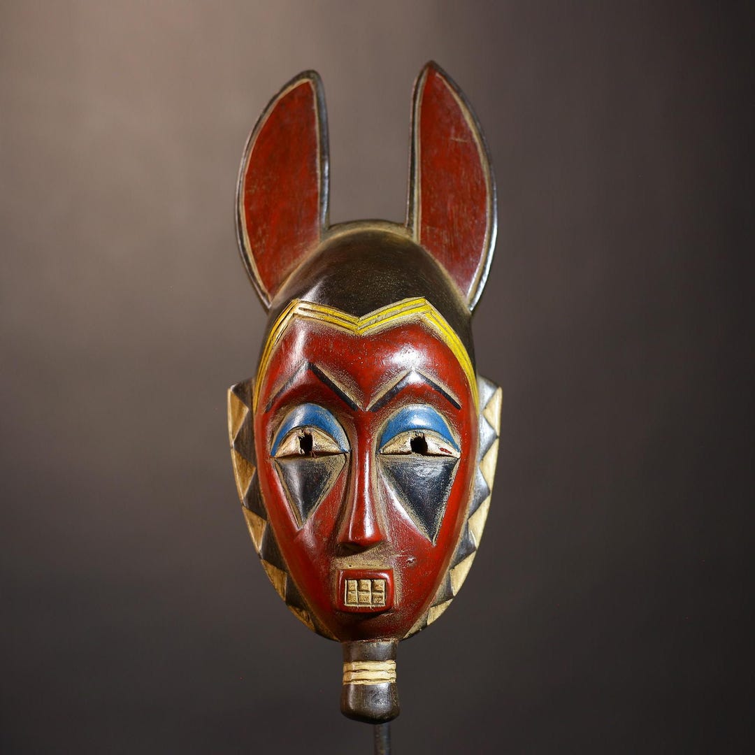 African Vintage Guro Mask | Hand-carved Tribal Wall Art | Unique Rabbit ...