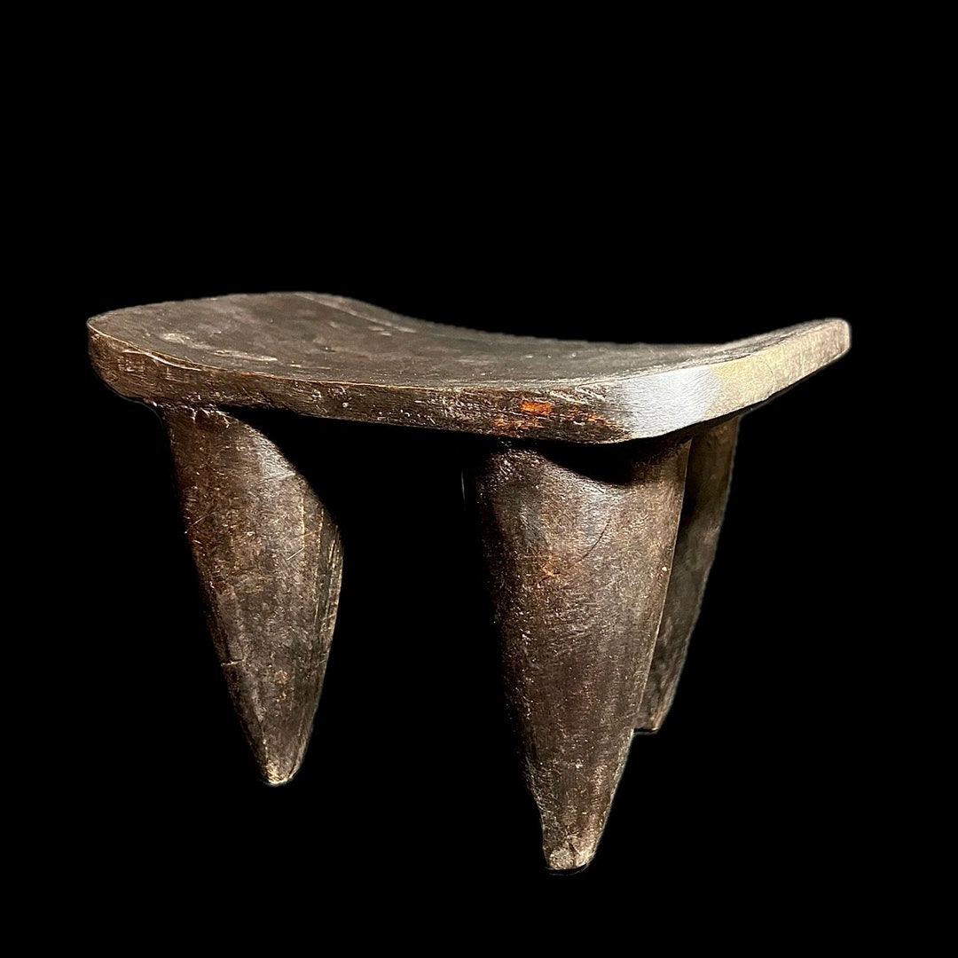 African Figure African Tribal Hand Wood Wooden Carved Stool Central ...