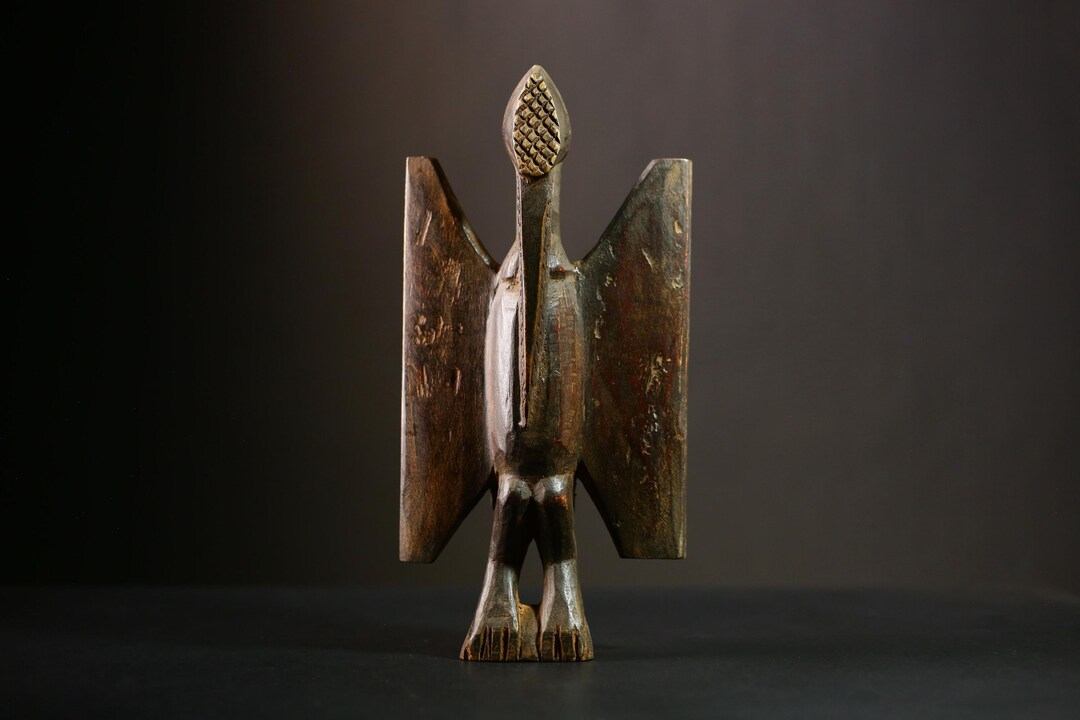 African Senufo Statue | Hand Carved Wood Sculpture | Vintage Bird Art ...