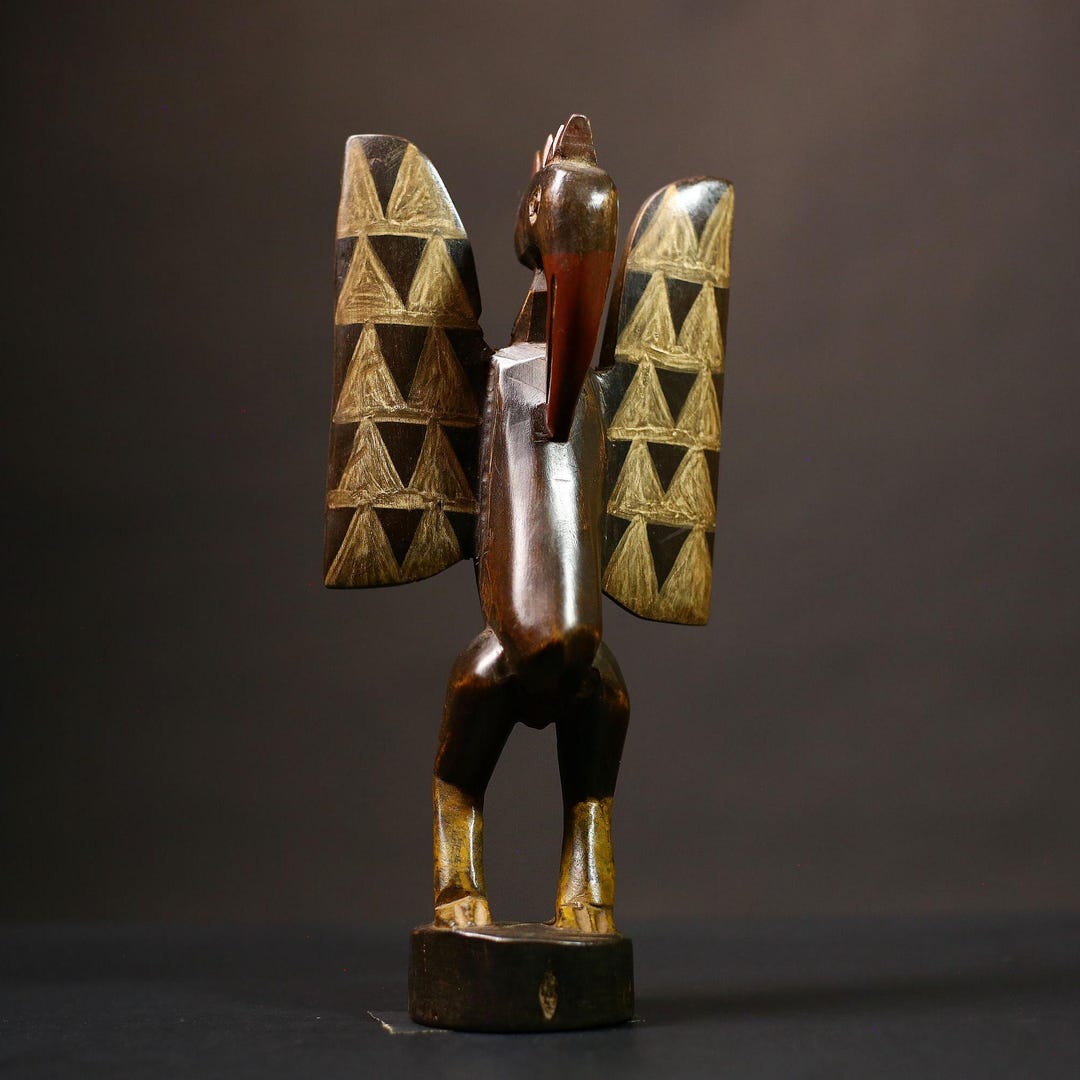 African Senufo Prosperity Bird Statue Wooden Sculpture Home Decor Art ...