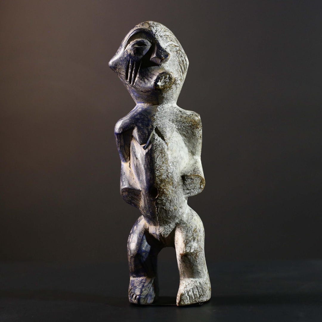African Beembe Ancestral Figure Congo Carved Wood Ritual Spirit Statue ...
