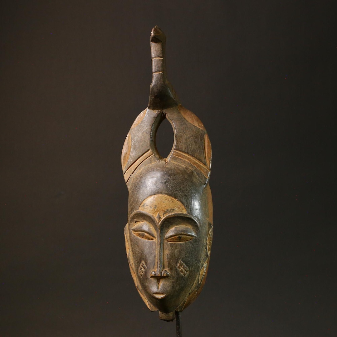 African Baule Mblo Mask: Hand-carved Tribal Wall Art Sculpture-4443 - Etsy