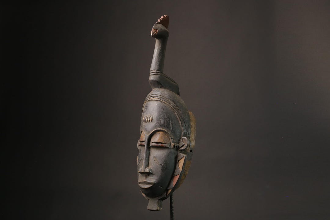 African Mask Vintage Baoulé Wood African Real Figure Vintage African ...