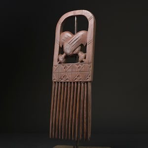 African Comb Statue | Hand-carved Wooden Figure | Unique West African ...