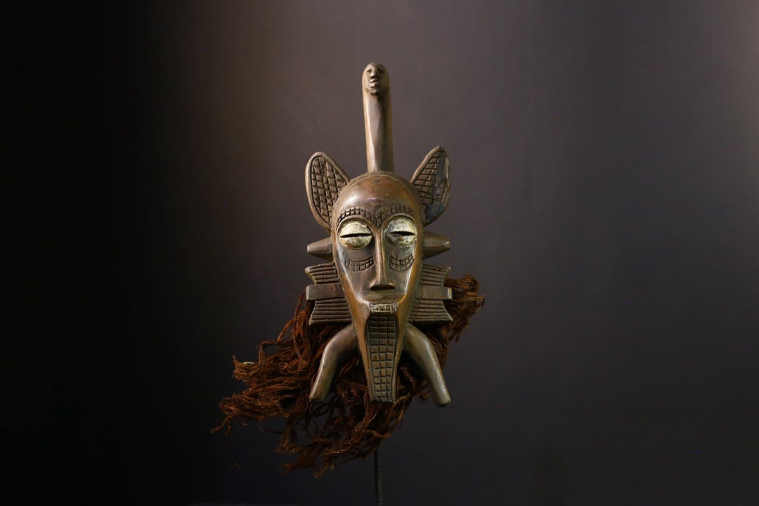 African Hand-carved Senufo Kalao Vintage Kpélié Mask Tribal Art Decor ...