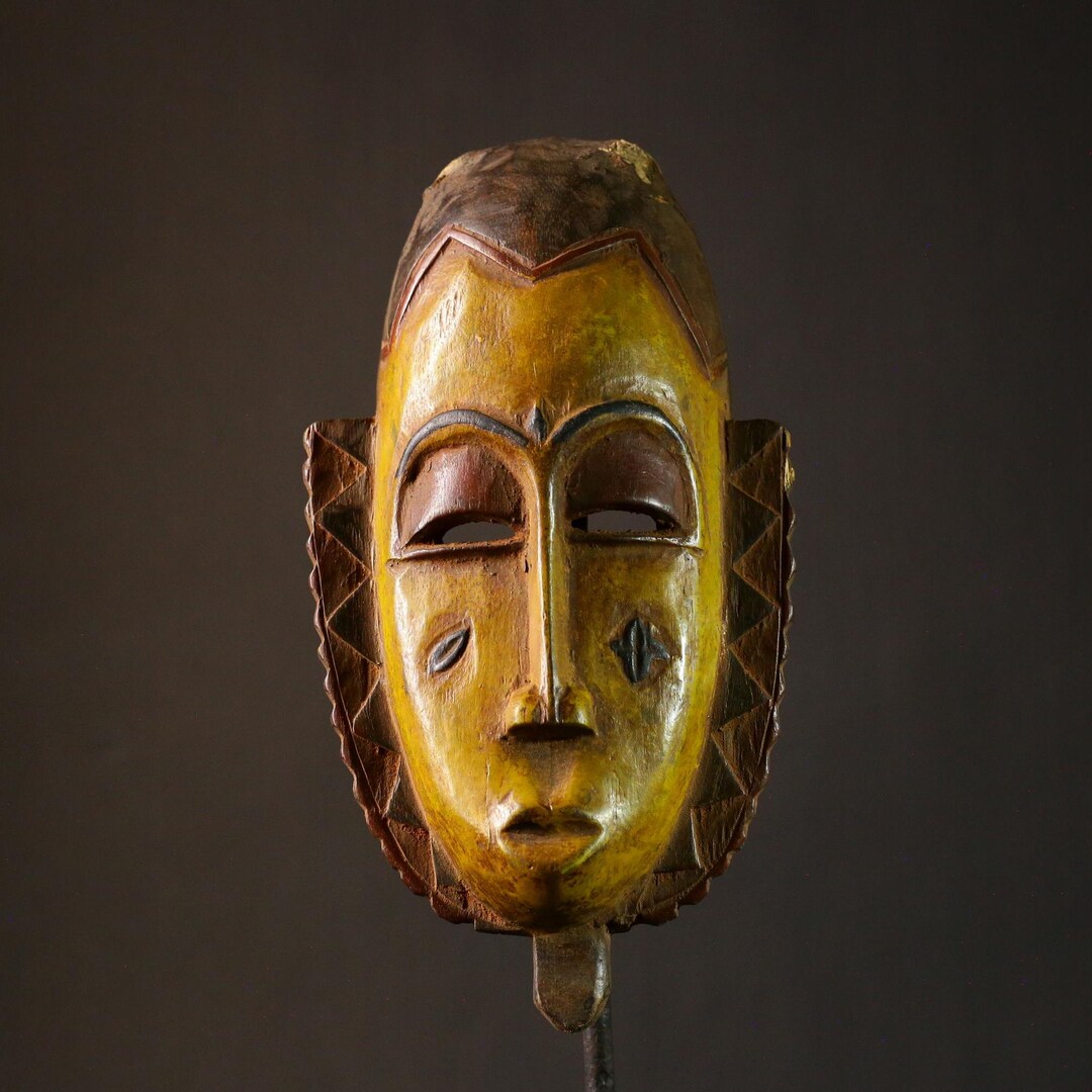 African Authentic Mask Vintage | Wood Carved Zaouli Guro Face | Tribal ...