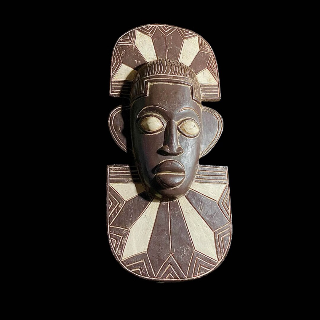 African Mask Ashanti Queen Wood Ghana Handmade Queen Mask Antique Wall ...