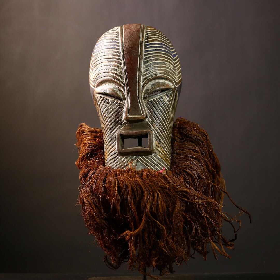 Authentic African Mask Handcrafted Songye Wooden Art Unique Tribal Wall ...