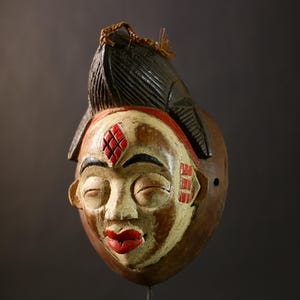 African Punu Mask | Gabon Tribal Art | Handcarved Wood Figurine ...