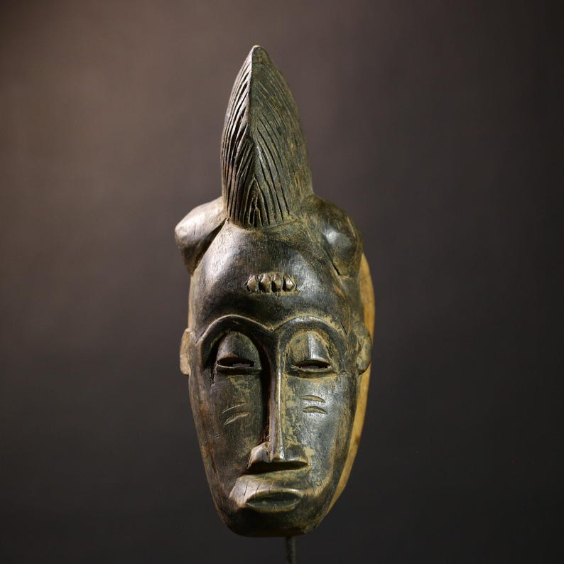 Baule Tribal Mask: Handcarved African Wood Sculpture-g1780 - Etsy