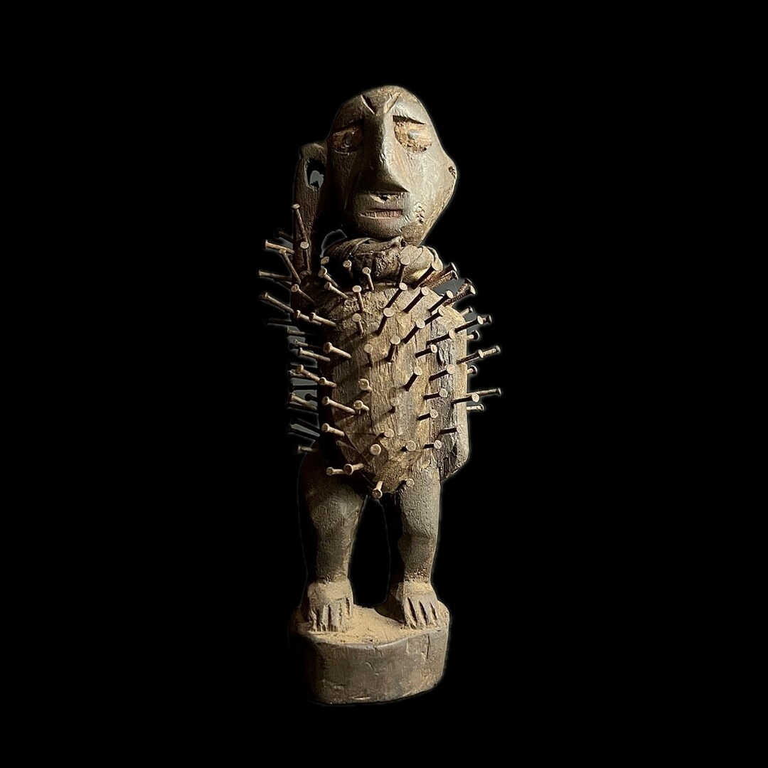 Wooden Figures Primitive Decor Nkisi Nkondi Hand Carved Statue Vintage ...