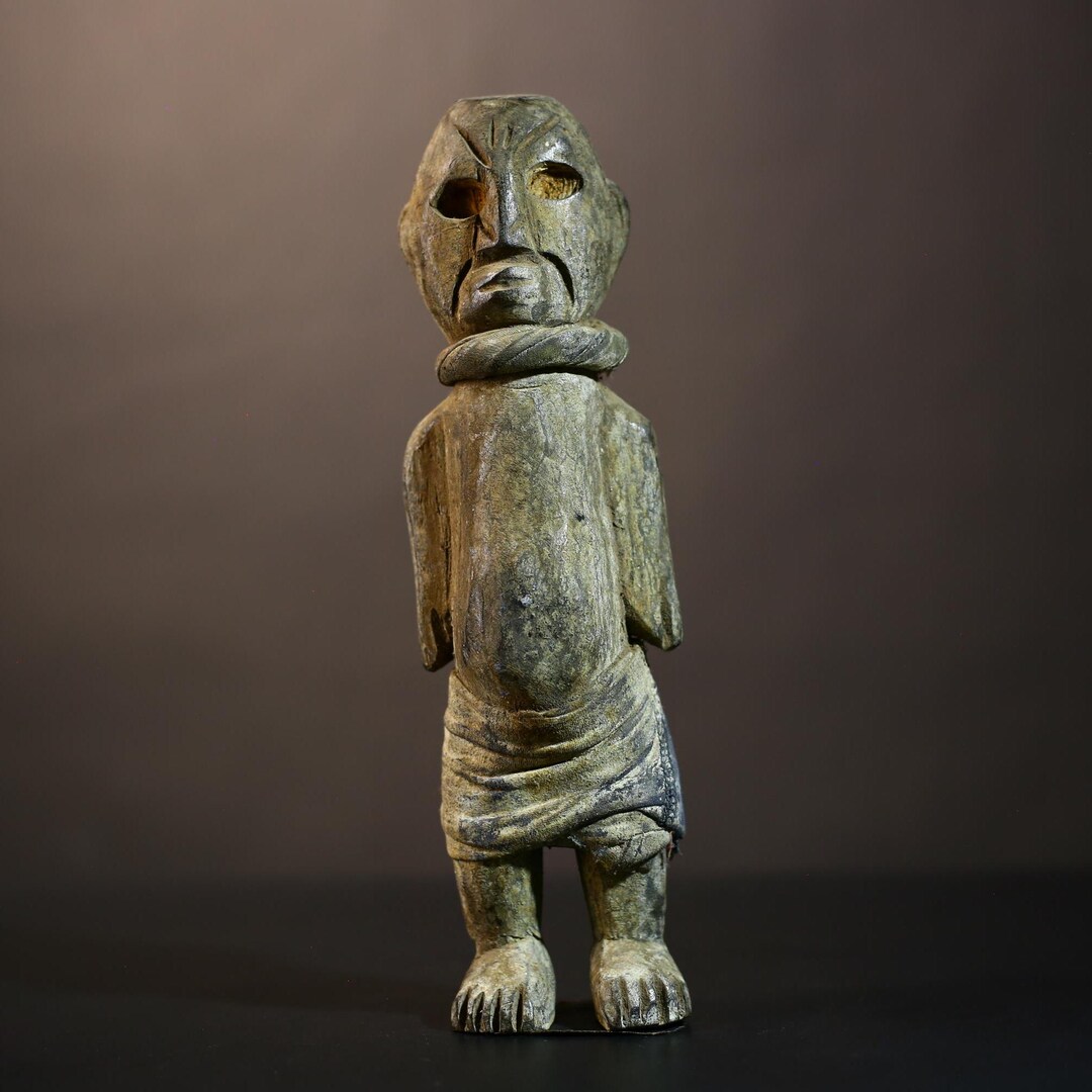 Hand Carved Nkisi Nkondi Figure: African Tribal Sculpture, Rustic Wood ...