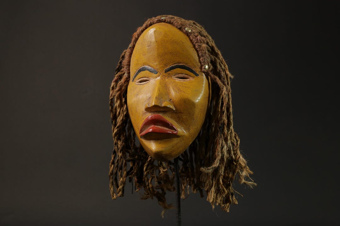 African Dan Kran Ngere Wood Mask Antique Wall Art Decor Handmade Ethnic ...