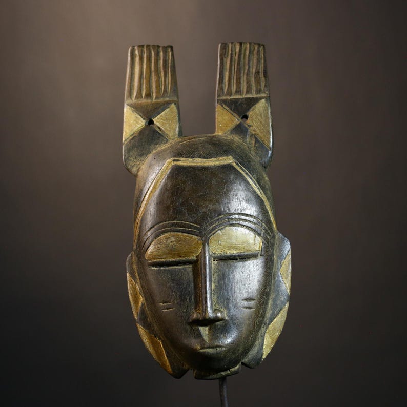 African Mask Wood Wall Hanging Hand Carved Tribal Folk Art Decor-6362 ...
