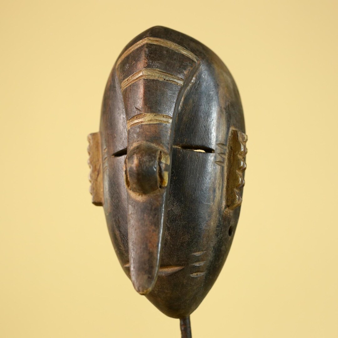African Elongated Face Mask, Hand Carved Wooden Tribal Ritual Art ...