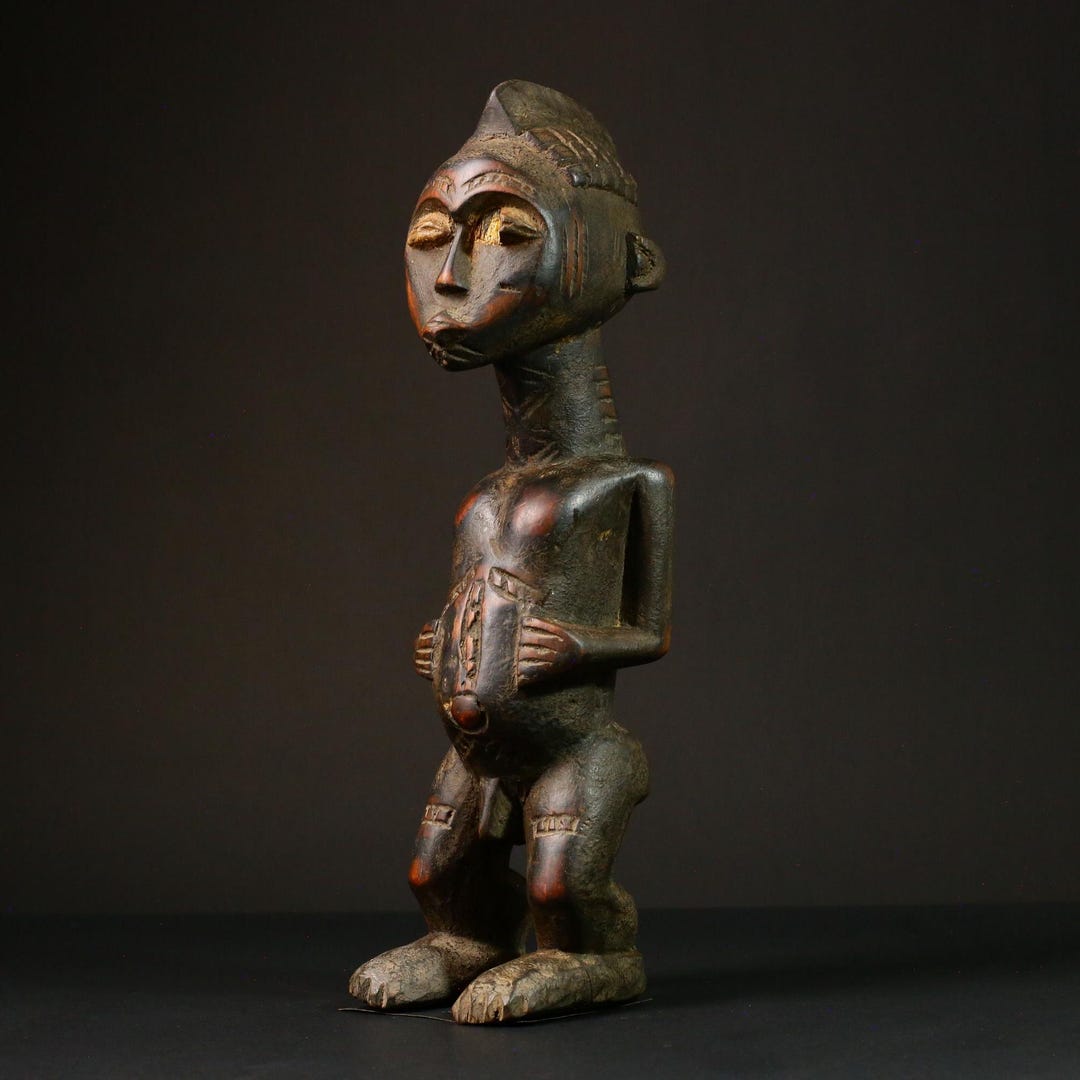 African Figure Male Ancestor Sculpture Blolo Bian Art Primitive Wooden ...