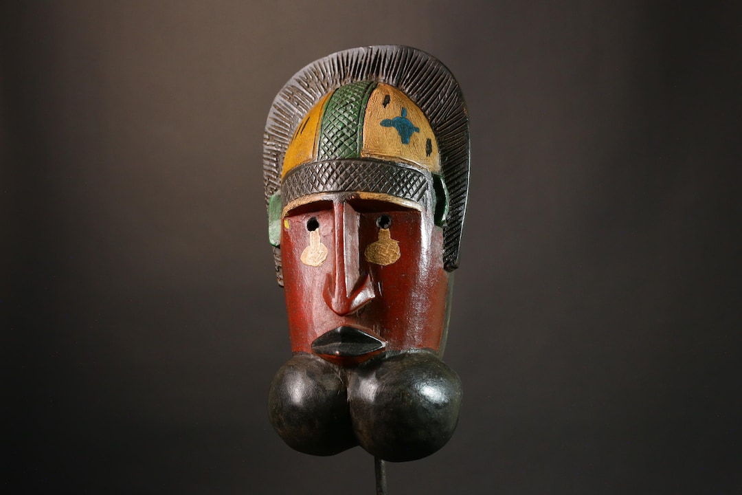 African Wearable Wooden Mask Hand Carved Primitive Art, Unique Tribal ...