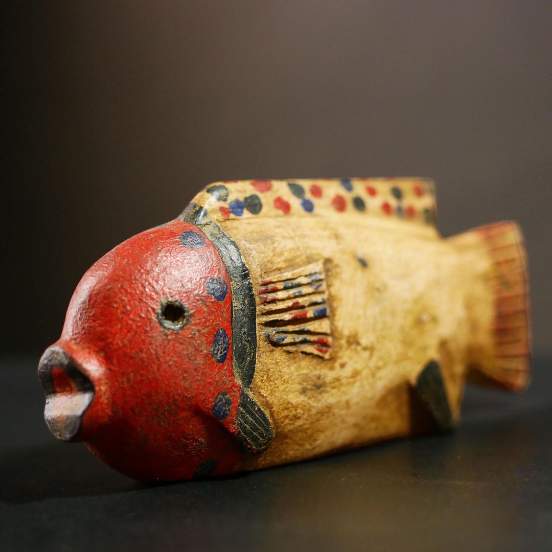 African Bozo Fish Puppet Statue | Handmade Wooden Collectible Figure ...