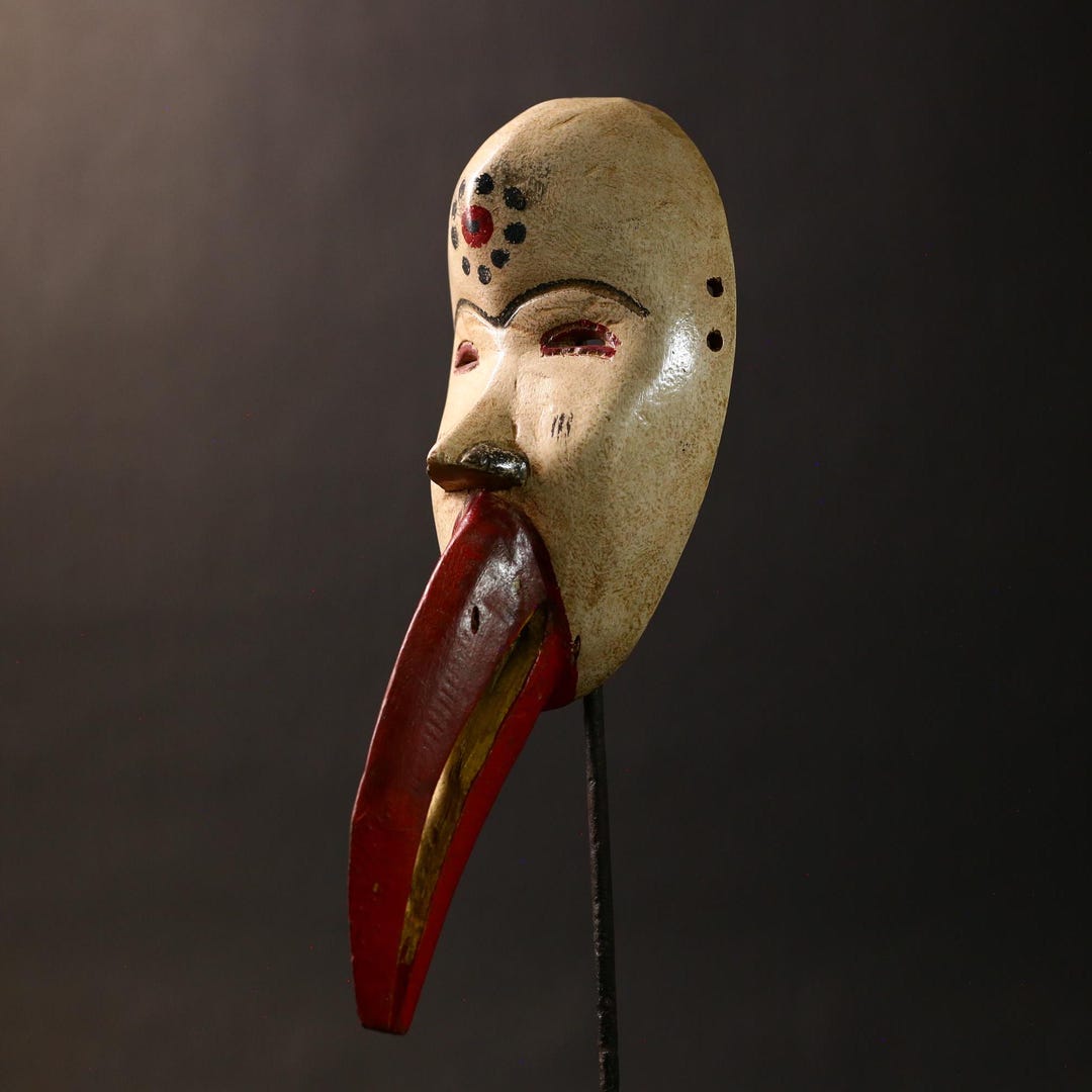 African Dan Bird Mask Antique Wooden Art Unique Collectible Liberia ...