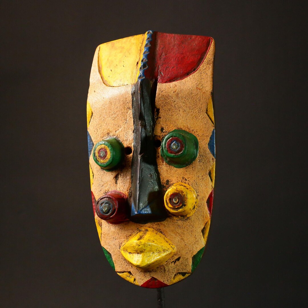 African Grebo Mask Tribal Wall Art Handmade Carved Wood Face Mask ...