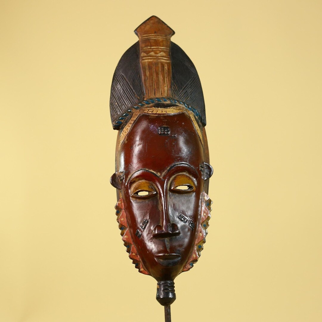 Vintage Baule African Mask, Hand Carved Wooden African Art Wall Decor ...