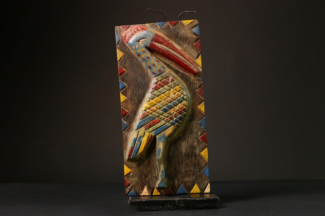 Exquisite African Hand Carved Wood Panel Mali Village Scene Art Decor ...