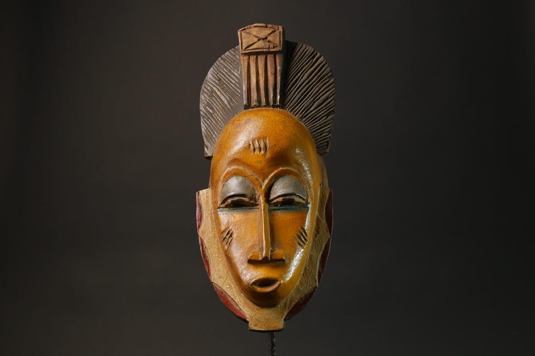 African Tribal Wood Masks Home Décor Antiques Traditional Yellow Guru ...