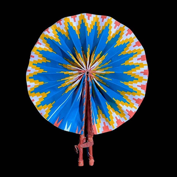 3 African Kente Fabric Fan African Fan Leather Ankara… - Gem