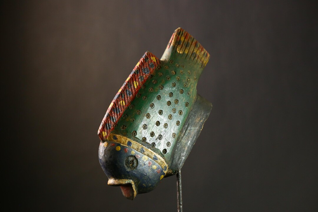 African Bozo Fish Mask Tribal Art Wall Decor Handmade Wooden Sculpture ...