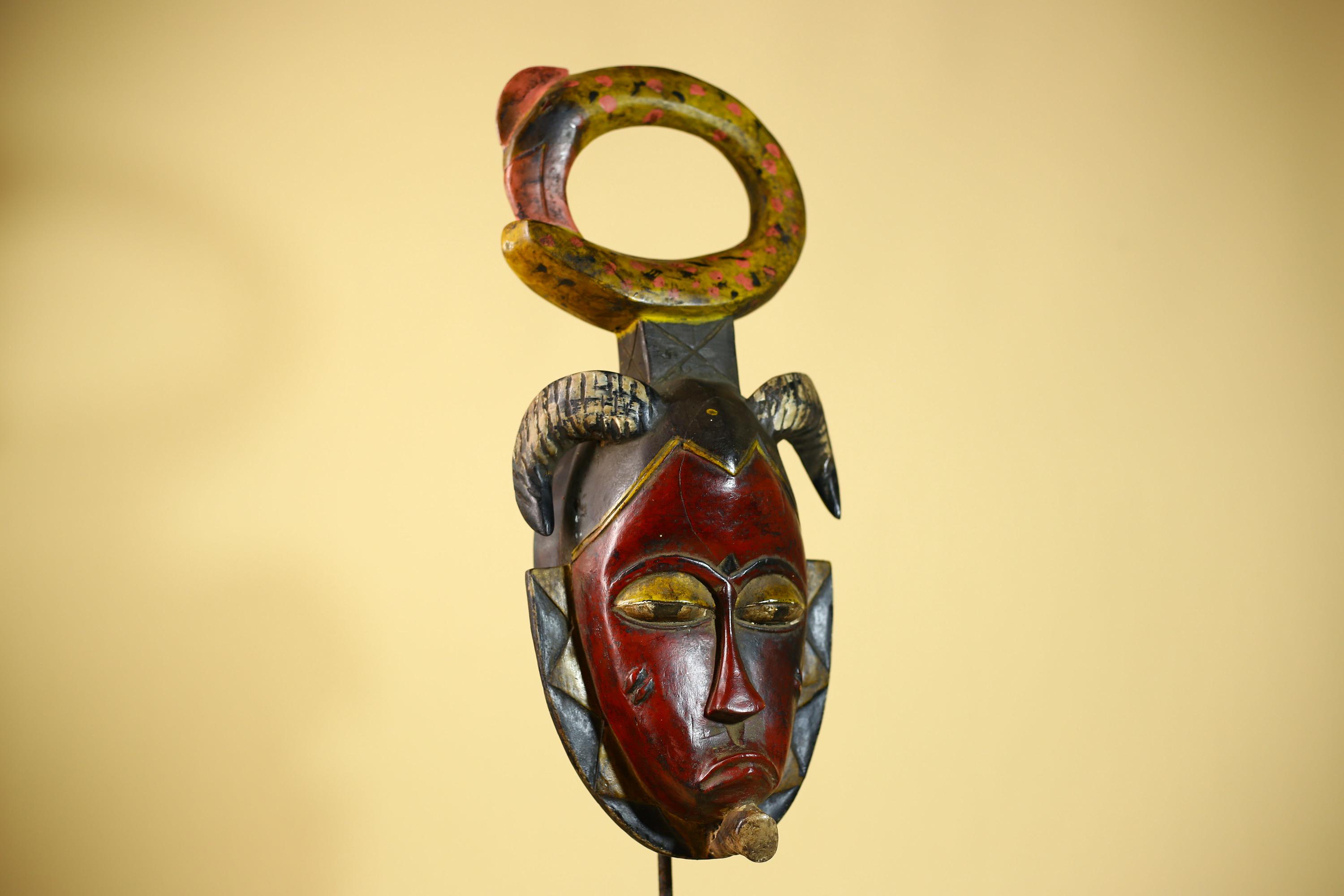 African Guro Tribal Mask Wall Art Hand Carved Serpent Crest Home Decor ...