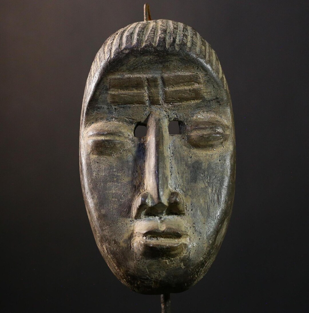 African Dan Tribal Mask Carved Wood Wall Decor Liberia Ritual Face ...